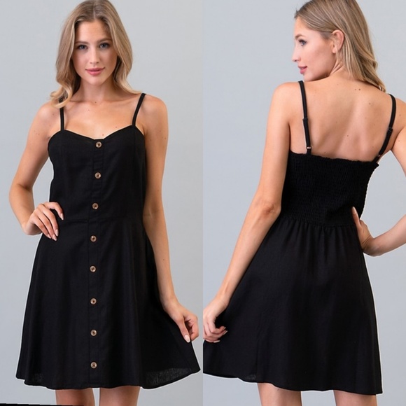 Dresses | Last 1 Black Linen Button Up Dress | Poshmark